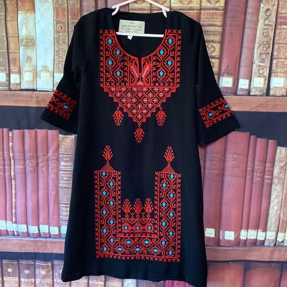 global wear | Dresses | Girls Arabic Ethnic Embroidered Black Sheath ...